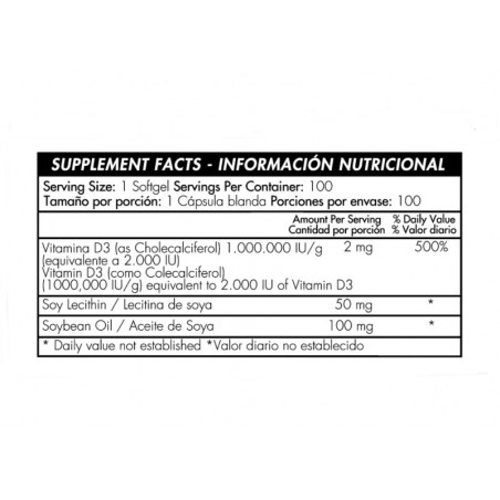 Vitamina D3 2000 IU x 100 Soft - Healthy America - Supernat