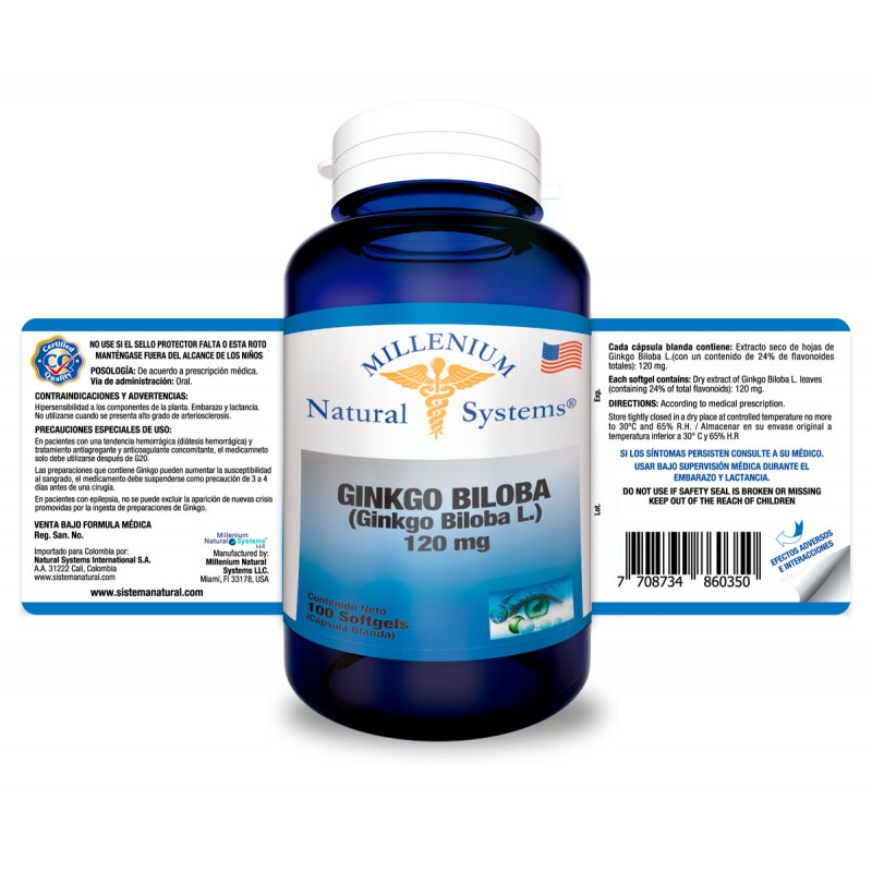 Ginkgo Biloba 120 Mg X 100 Softgels Natural Systems - Supernat